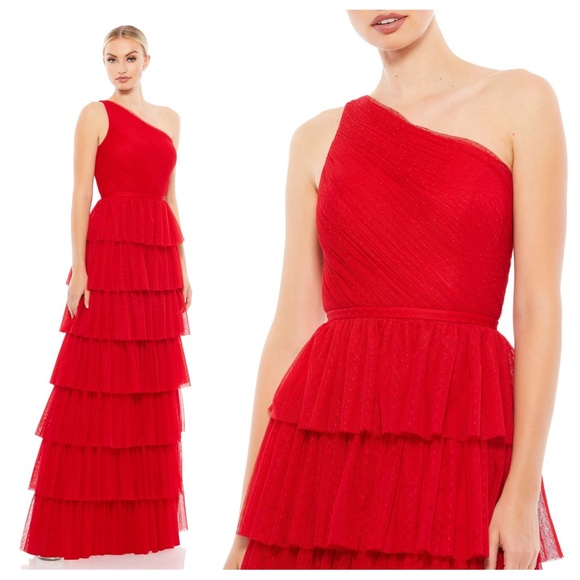 Mac Duggal Dresses New Mac Duggal One Shoulder Layered Tiered Tulle